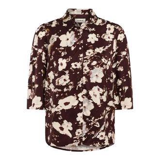 Soaked In Luxury SLClero Printed Shirt SS - Femme - Blouses et Chemises - Brun - Taille: 44 FR