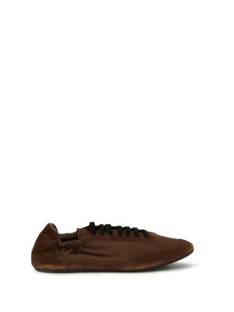 Prada Mens Sneakers Collapse Re-Nylon And Suede Rosewood Sole Rubber Lace-Up Shoes Flat