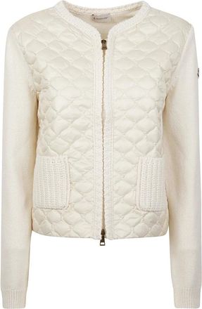 Moncler Femme, Pulls, Blanc, Taille: 40 FR Tricot Cardigan