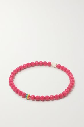 Lauren Rubinski Kette Mit Emaille Und Details Aus 14 Karat Gold Und Sterlingsilber - Pink