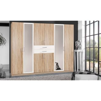 Wimex home24 Drehtürenschrank 270cm Braun/Eiche Sägerau Dekor/Weiß Silber