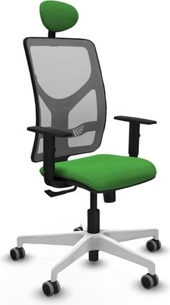 Piqueras y Crespo B&uuml;rostuhl mit 1D-Armlehnen, h&ouml;henverstellbare Lendenwirbelst&uuml;tze und festes Kopfteil, ausgestattet mit 3 Positionen und Schneidschaum, Grau/Gr&uuml;n