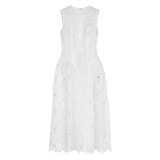 Cecilie Bahnsen Femme, Robes, Blanc, Taille: 36 FR Robe Midi Sans Manches avec Appliqu&eacute;s Floraux