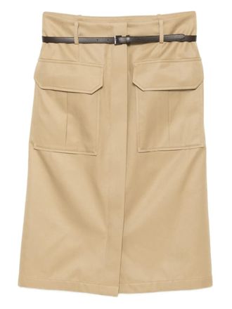 Juun.J jupe en coton à coupe mi-longue - Tons neutres