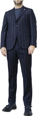 Luigi Bianchi Mantova Gestreifter Einreiher-Anzug aus Wolle - - Suits - Herren - Blau - L