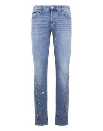 Philipp Plein Super Straight Cut Jeans Paint