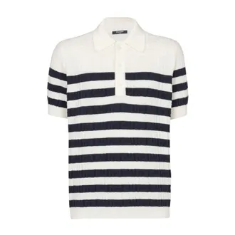 Balmain Homme, Tops, Multicolore, Taille: L Polo en maille ray&eacute;e avec monogramme