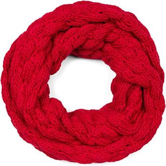 styleBREAKER Écharpe femme tricotée Loop Unicolore avec motif de bulles, chaude écharpe tubulaire dhiver, Raspberry Pattern 01018167, couleur:Rouge