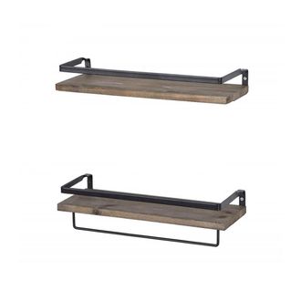 Valiclud Rustikales Schwebendes Wandregal aus Eisen und Kiefernholz Rostbest&auml;ndig 2 St&uuml;ck Aufbewahrungsregal f&uuml;r Wohnzimmer Schlafzimmer und B&uuml;ro