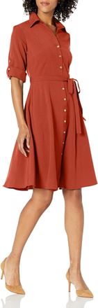 Sharagano Kleid mit Knopfleiste und Faltenrock, lockeres Hemdblusenkleid für Damen, Arabian Spice, 46 Mehr