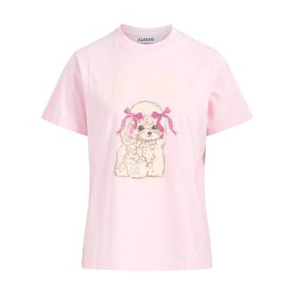 Ganni Puppy T-Shirt - - Tops - Damen - Rosa - XS