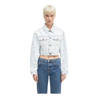 Fiorucci Femme, Vestes, Bleu, Taille: 38 FR Veste en jean courte &agrave; pois confettis