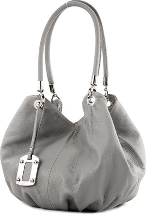 modamoda.de 228 Damen Leder Schultertasche Hobo bag handmade in Italy, Farbe:Grau