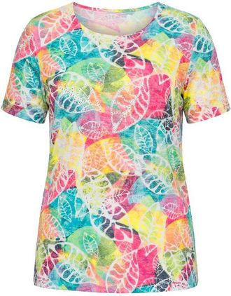 Miamoda T-Shirt T-Shirt bequeme Passform Bl&auml;ttermuster