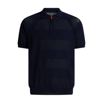 Kiton Homme, Tops, Bleu, Taille: S Polo Zipp&eacute; &agrave; Manches Courtes