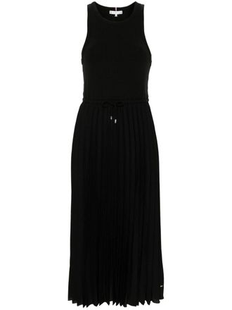 Tommy Hilfiger robe mi-longue plissée à design sans manches - Noir