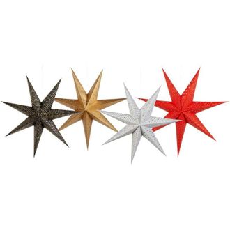 Beliani Beliani - led Hängende Dekoration Mehrfarbiges Papier Set mit 4 Sternen Jahreszeitliche Wanddekoration mit Lichtern Handgemacht