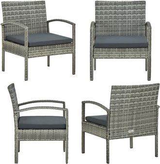 vidaXL Vidaxl - Chaise de jardin avec coussin R&eacute;sine tress&eacute;e Gris - Chaises De Jardin - Chaises Ext&eacute;rieures - Mobilier De Jardin - R&eacute;sine Tress&eacute;e - Chaise