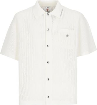 Casablanca Homme, Chemises, Blanc, Taille: M Short Sleeve Mesh Shirt