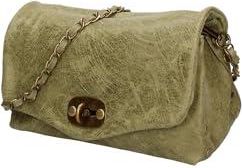 Gave Lux Sac &agrave; bandouli&egrave;re pour femme en cuir v&eacute;ritable Made in Italy 25x15x11 cm GLX228104323FBG, vert fonc&eacute;, Taille unique