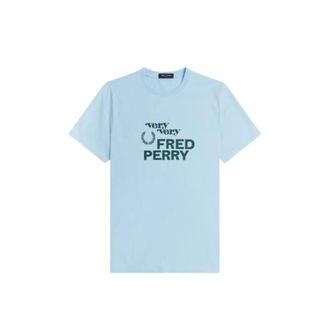 Fred Perry Graphic T-Shirt Glacier - - Tops - Herren - Blau - M