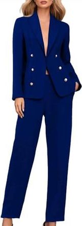 Generico Costume Femme Élégant Curvy Formelle Complet Blazer Business Couleur Unie Léger Vestes Et Pantalons Mode Mariages Et Fêtes Tailleur Outfits Travail Bu