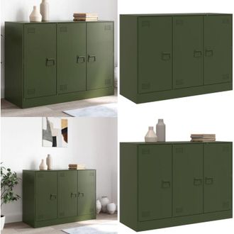vidaXL Sideboard Olivgr&uuml;n 99x39x73 cm Stahl - Schreibtisch - Sideboard - Wohnzimmerm&ouml;bel - B&uuml;rom&ouml;bel - Regal - Home & Living
