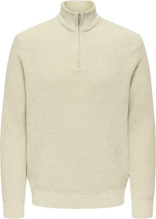 Only & Sons Herren Onsjoin Reg Ls High Neck Knit Camp, Egret, Small