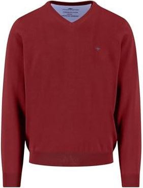 Fynch-Hatton Pull en tricot fin en coton avec col en V, Garnet Red, XXL
