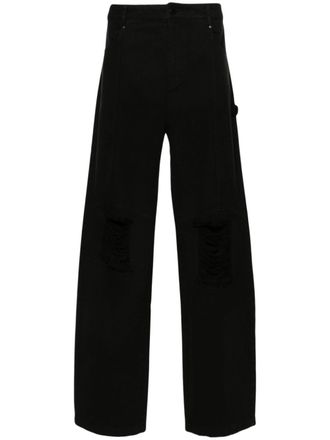 Han Kjobenhavn jean droit &agrave; effet us&eacute; - Noir