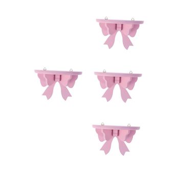 Cabilock 4 Stück Nordischer Holz Wandregal Halbkreisförmig Butterweiches Design Kinderzimmer Regal Wandaufbewahrung Schlafzimmerregale Schwebendes Stauraumboar