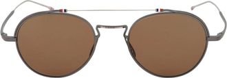 Thom Browne unisex, Accessoires, Noir, Taille: 49 MM Lunettes de soleil rondes noires