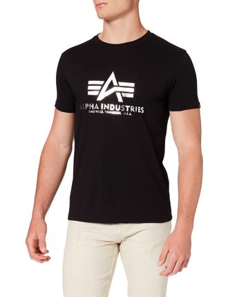 Alpha Industries Alpha Industries Basic T-Shirt Foil Print T-Shirt f&uuml;r Herren Black/Metalsilver