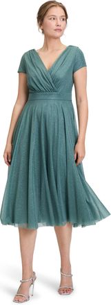 Vera Mont Damen Cocktailkleid im Glitzer-Look 38, Green/Grey