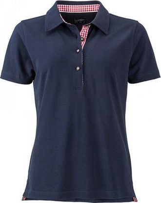 James & Nicholson Poloshirt Damen Traditional Polo / Trachtenkn&ouml;pfe aus Horn-Imitat