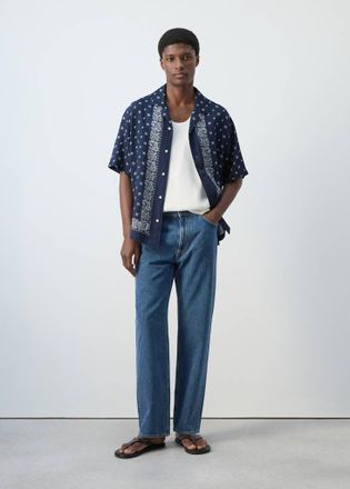 Mango Chemise regular-fit fluide imprim&eacute;e bleu marine - Homme - XXL - MANGO MAN