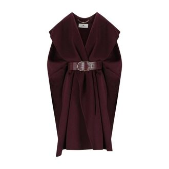 Elisabetta Franchi Cape aus doppeltem Wollstoff - - Jackets - Damen - Rot - XL