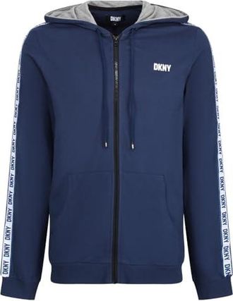 DKNY Haut À Capuche Zippé À Manches Longues pour Homme Bleu Marine avec Détails de Marque? 100% Coton Sweat, S