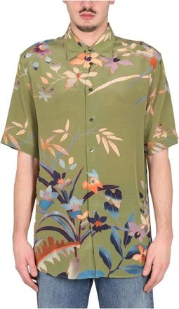 Etro Homme, Chemises, Vert, Taille: S Camicia SS Boxy Fit Overfit Stampa a Fiori