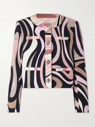 Pucci Veste En Gabardine De Coton Mélangé Imprimée - Rose