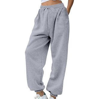 Generico Pantalon de surv&ecirc;tement large pour femme avec cordon de serrage taille haute pour femme, pantalon de surv&ecirc;tement doux et confortable, pantalon avec po