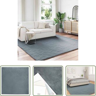 vidaXL Anthrazit Teppich - Rutschfester Kunstfellteppich Olite Anthrazit 240 x 240 cm