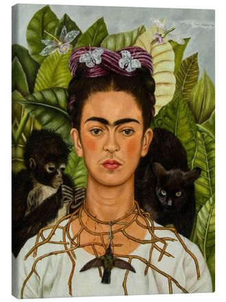 Posterlounge Selbstporträt mit Dornkette und Kolibri, 1940 Leinwandbild von Frida Kahlo 50 x 70 cm Wandbilder Wanddeko