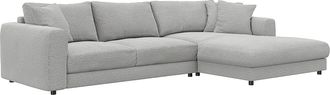 Studio Copenhagen home24 Ecksofa mit Longchair Grau/Hellgrau Webstoff Saia 286cm Longchair davorstehend rechts Modern