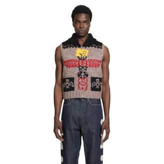 KAPITAL Hand Knit Peckish Totem Pole Vest
