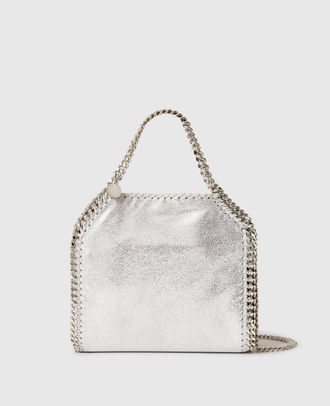 Stella McCartney Falabella Mini Metallic Tote Bag, Woman, SILVER
