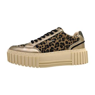 s.Oliver Damen Plateau Sneaker mit Schn&uuml;rsenkeln Vegan, Mehrfarbig (Leopard), 39 EU