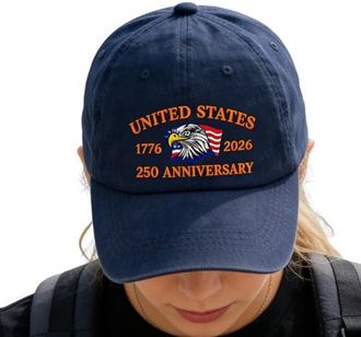 Generic Chapeau de 250e Anniversaire am&eacute;ricain, r&eacute;glable, r&eacute;tro, Casquette Respirante, pour Anniversaire, Halloween, Plage, p&ecirc;che, &eacute;t&eacute;, Camping, Jardin, Cour,