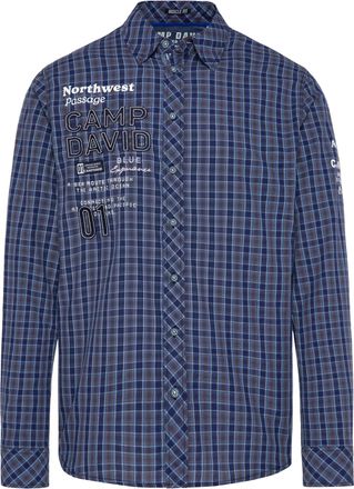 Camp David Herren Karohemd mit Label-Applikationen Blue Navy, XXXL