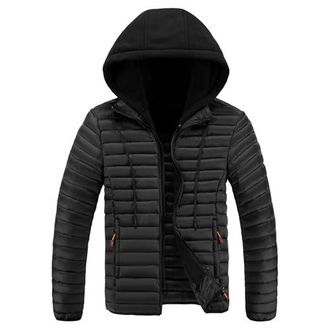 Generic Doudoune noire pour homme, fermeture &eacute;clair, manteau dhiver matelass&eacute; et isol&eacute;, v&ecirc;tement dext&eacute;rieur chaud, noir, taille 6XL
